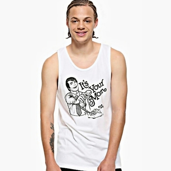 Hot Topic | Shirts | Hot Topic White Graphic Muscle Tank Its Your Mom ...